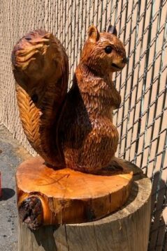 Squirrel Chainsaw Carving Stump Sculpture