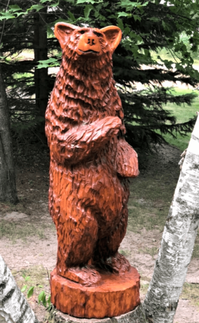 Brown Bear Chainsaw Carving Stump Sculpture