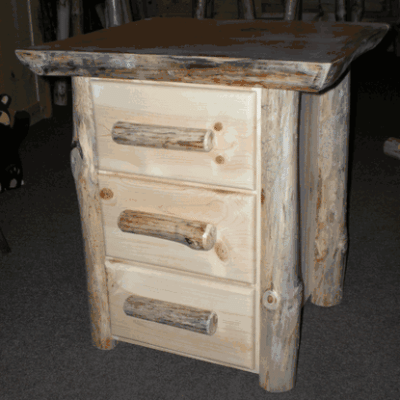 Twist Of Nature Red Pine Log Nightstand – 3 Drawer