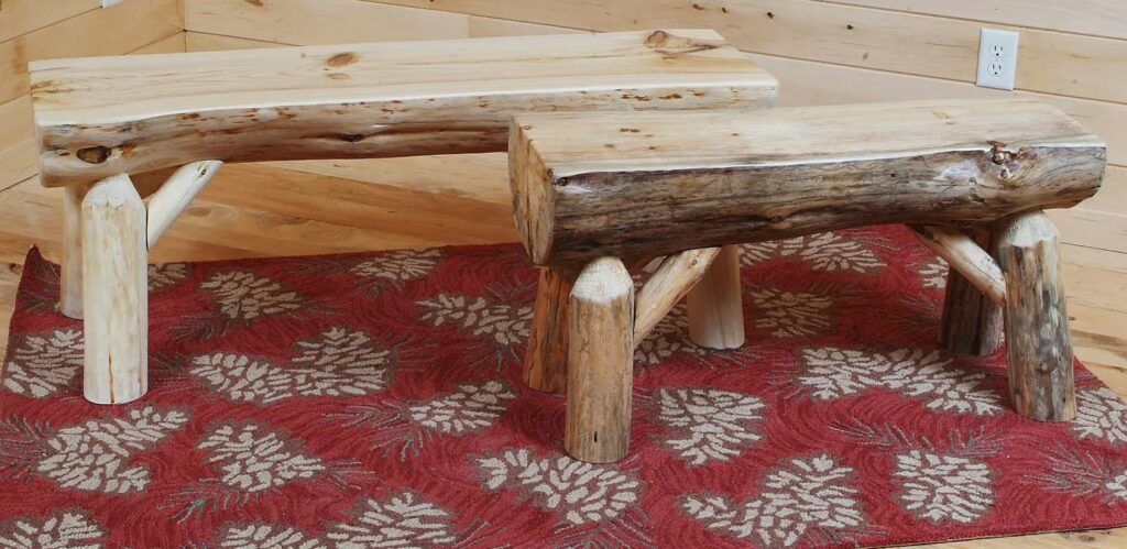 Twist Of Nature Red Pine Log Half-Log Bench
