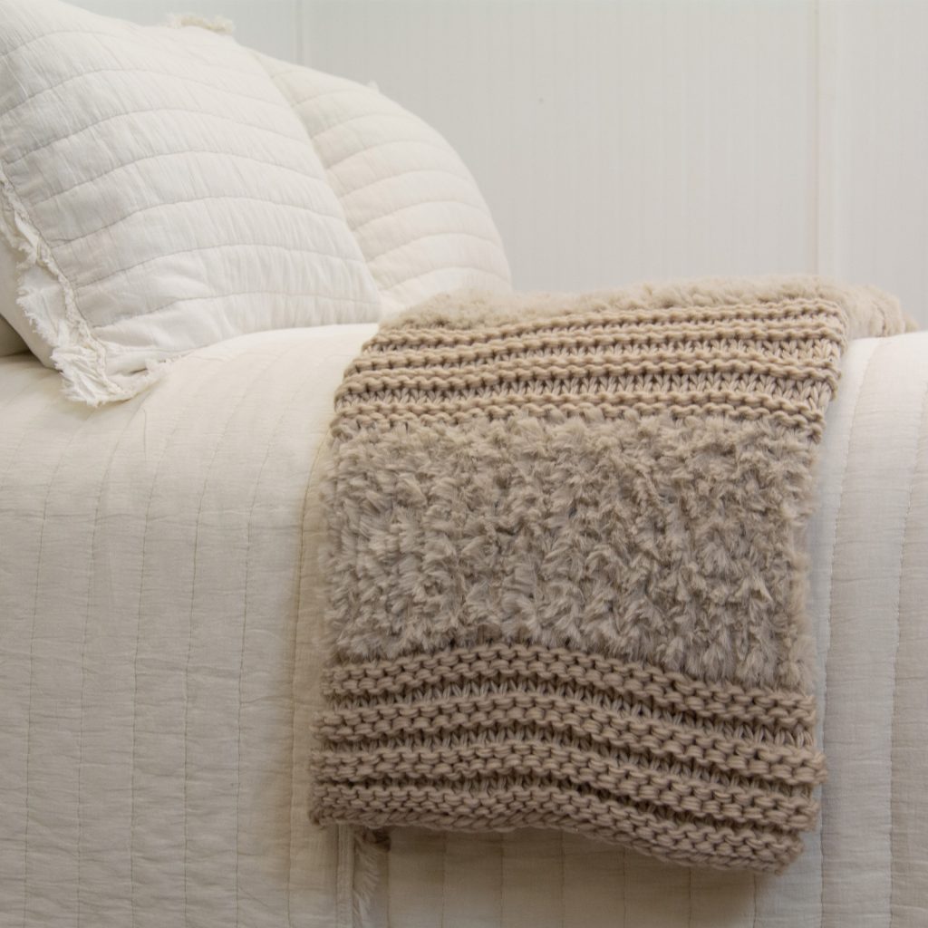 Plush Knit (Taupe) Throw - Log Cabin Rustics