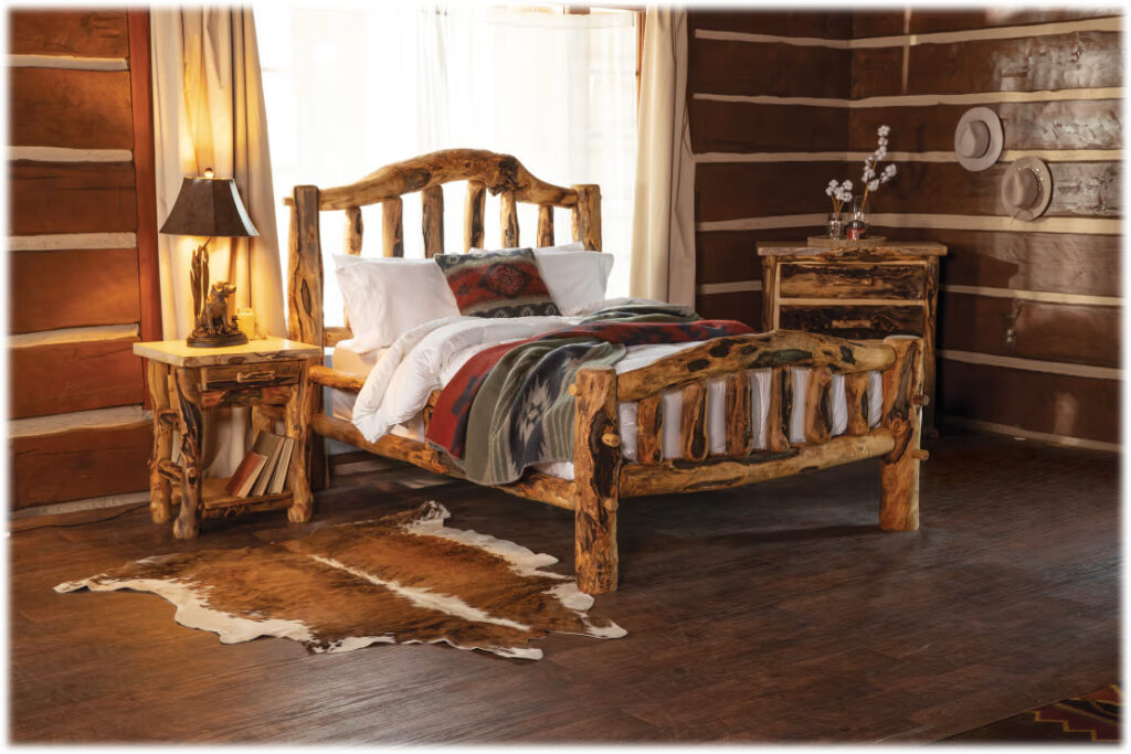 Mountain Woods Log Furniture- Extreme Gnarly Aspen Log Bed