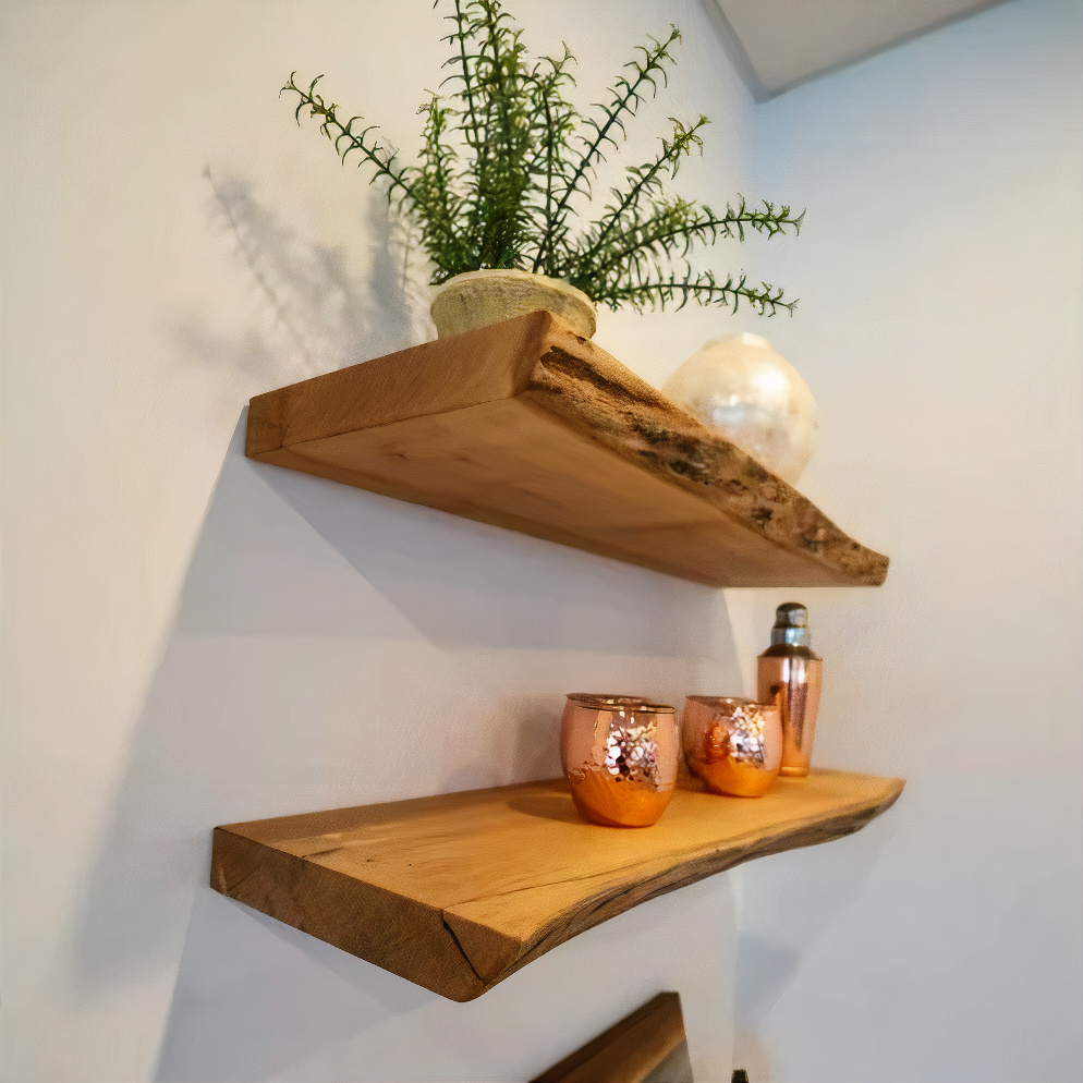 Wood log shelf store